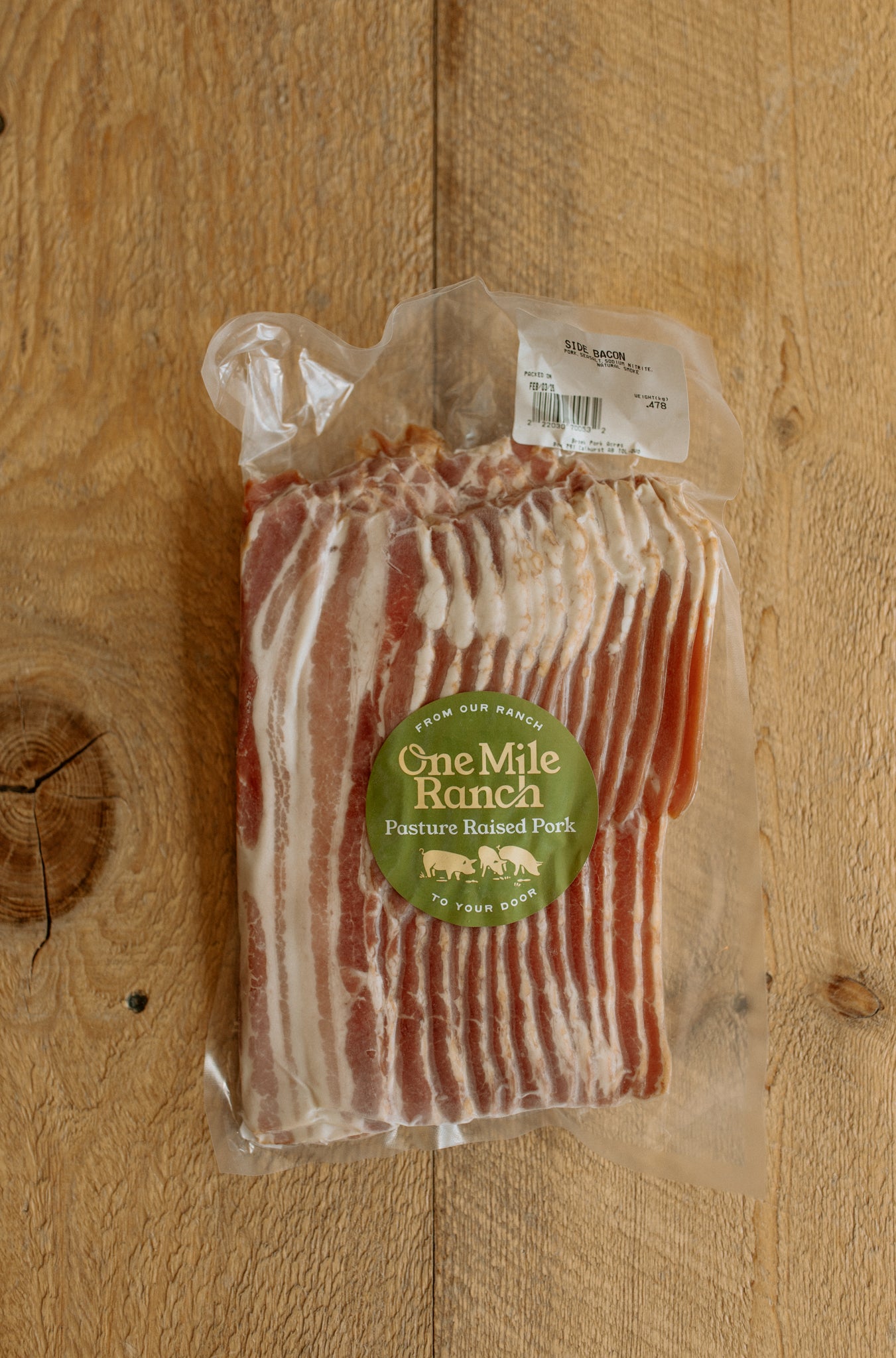 Thick Cut Side Bacon, 1 lb – One Mile Ranch